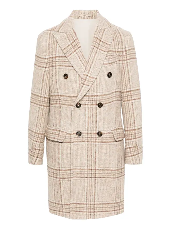 Eleventy Check-pattern Coat - Brown