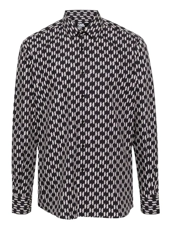 Karl Lagerfeld All-over Logo Print Shirt - Black