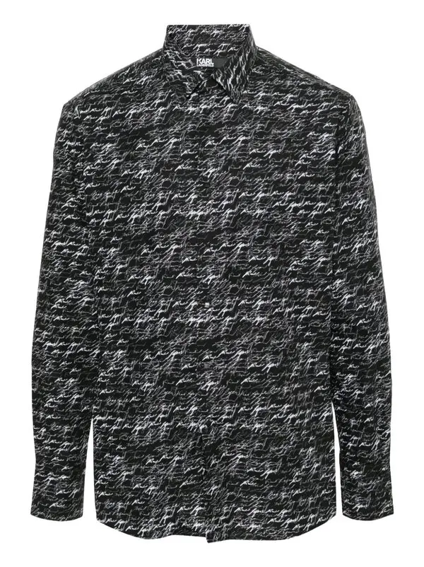 Karl Lagerfeld All-over Logo Print Shirt - Black