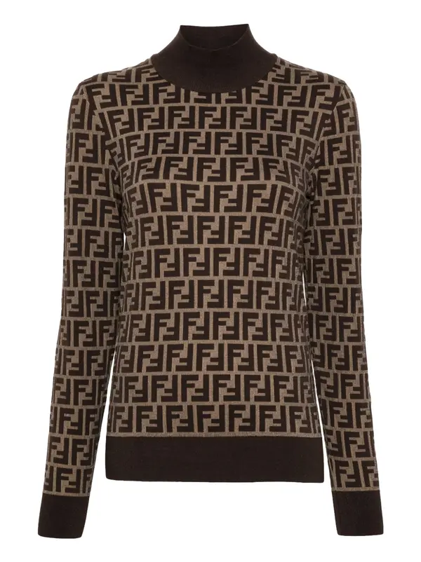Fendi Ff-jacquard Sweater - Brown