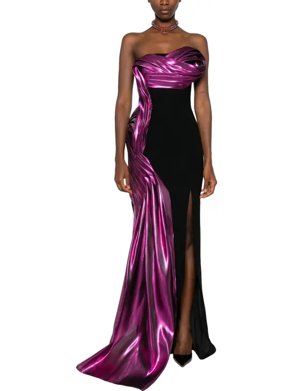 GABY CHARBACHY Metallic-effect Mermaid Gown - Black