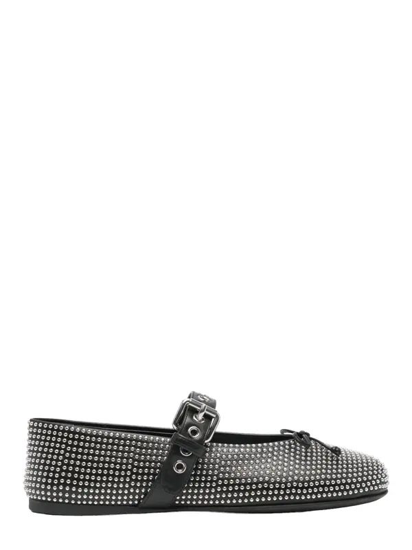 Miu Miu Stud-embellished Ballerina Shoes - Black
