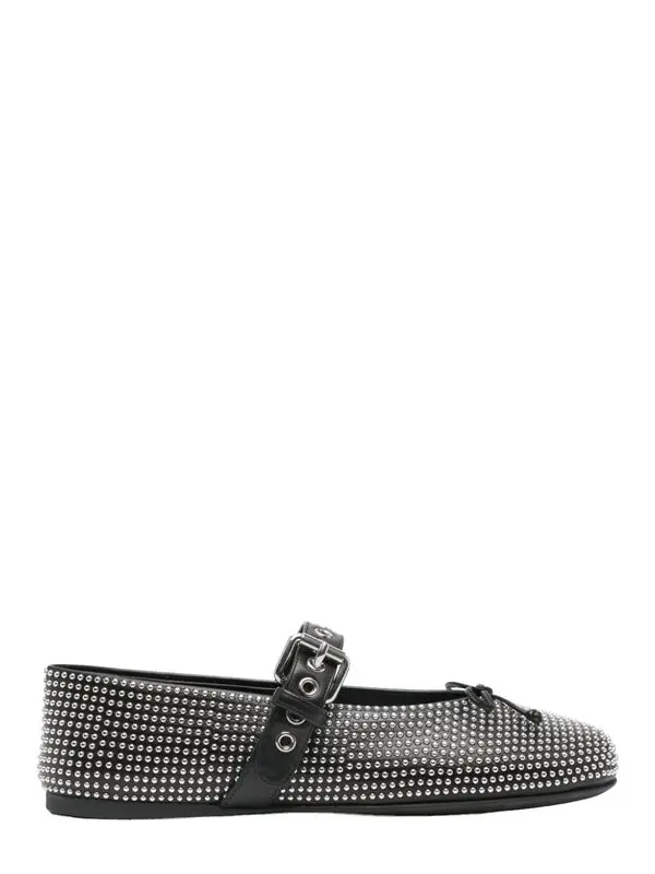 Miu Miu Stud-embellished Ballerina Shoes - Black