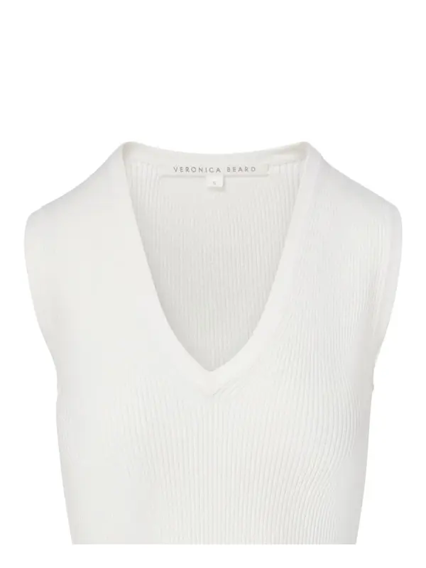 Veronica Beard Sid Ribbed Knit Top - White