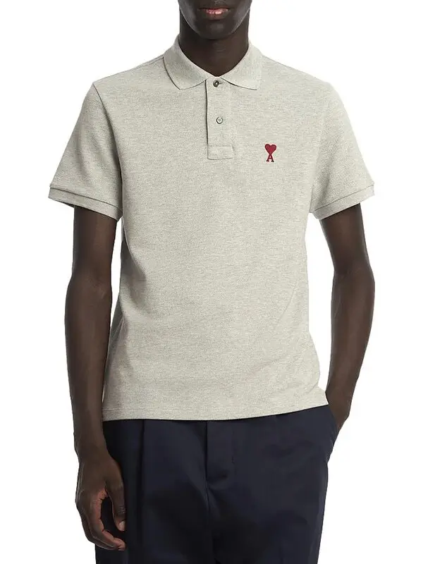 Ami Classic De Coeur Regular Fit Polo Shirt - Heather Gray
