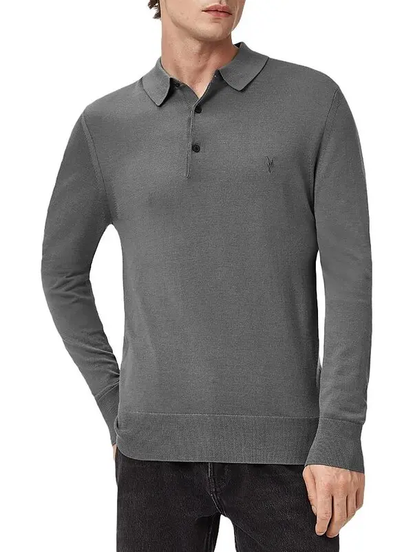 ALLSAINTS Mode Regular Fit Merino Wool Long Sleeve Polo Sweater - Asher Grey