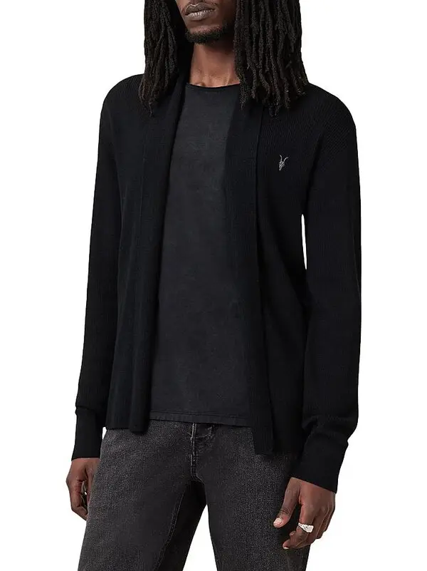ALLSAINTS Mode Regular Fit Merino Wool Open Cardigan - Black