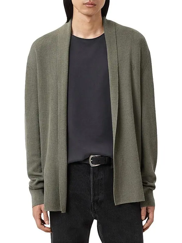 ALLSAINTS Mode Regular Fit Merino Wool Open Cardigan - Dusky Green