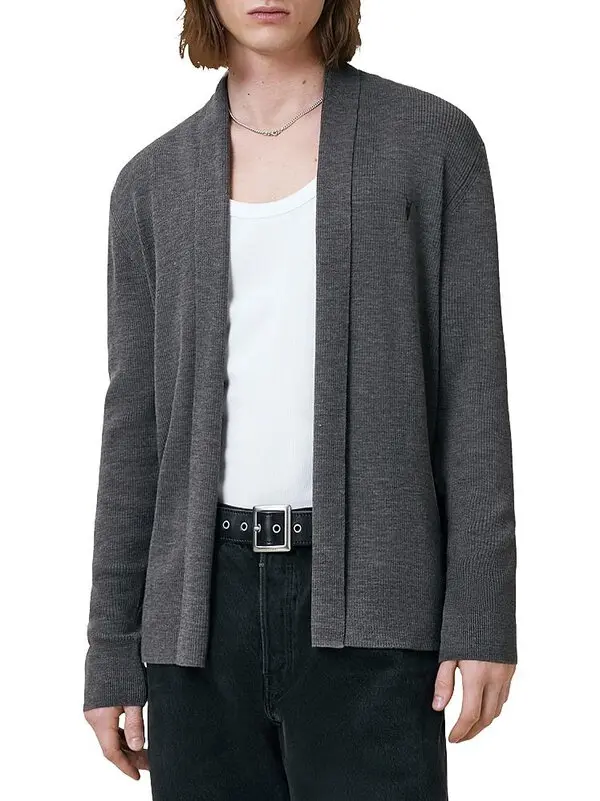 ALLSAINTS Mode Regular Fit Merino Wool Open Cardigan - Monument Grey