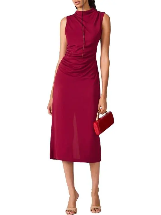 Steve Madden Funnel Neck Sleeveless Dress - Beet Red