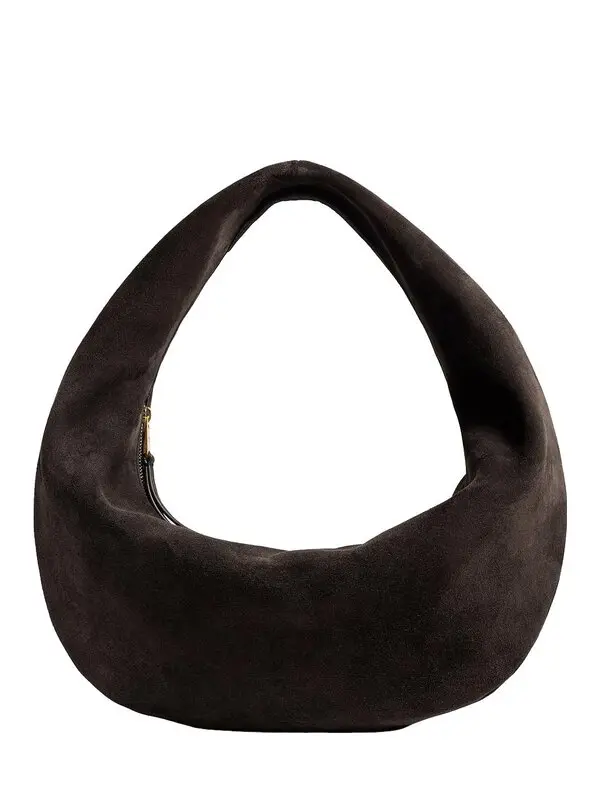 Khaite Medium Olivia Suede Hobo Bag - Dark Brown