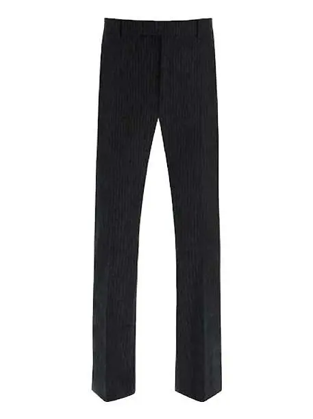 Celine Flared Cropped Pants In Striped Flannel - Noir/craie
