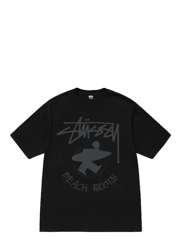 StÜssy Beach Roots Pigment Dyed Tee Shirt - Black