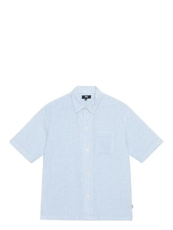 StÜssy Boxy Flat Crinkled Hem Shirt - Blue Check