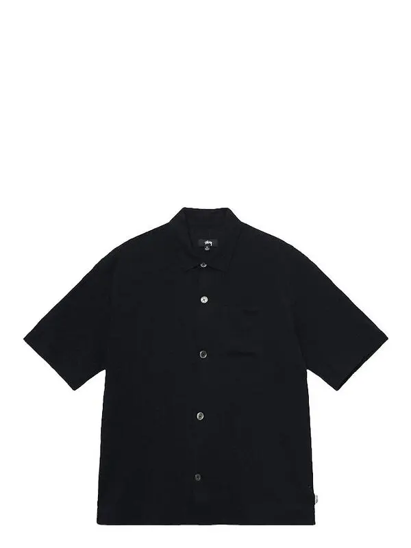 StÜssy Boxy Flat Crinkled Hem Shirt - Black