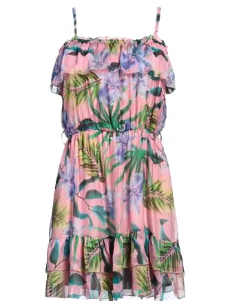 LIU •JO Mini Floral Print Flared Dress - Pink