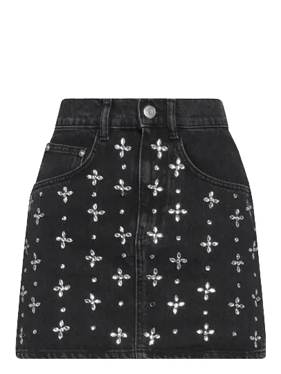 Maje Denim Pencil Skirt With Crystals - Black