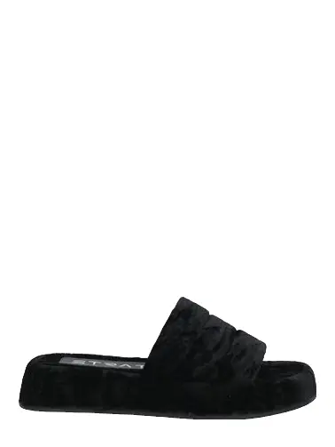 STRATEGIA Velvet Flatform Slide Sandals - Black