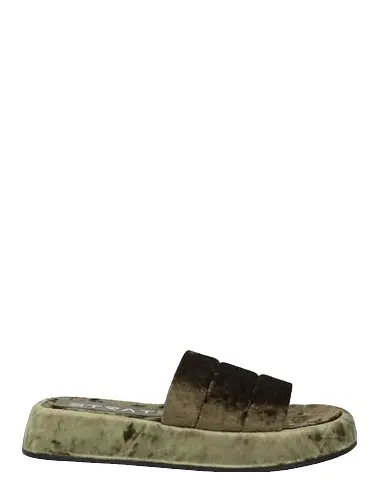 STRATEGIA Velvet Flatform Slide Sandals - Green