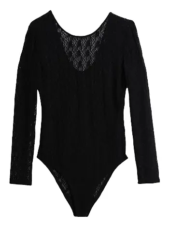 Maje Bodysuit With Lace - Black