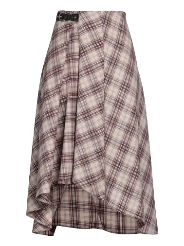 Maje Midi Skirt In Tartan Pattern - Beige