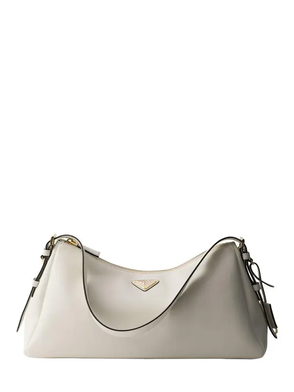Prada Aimee Grain Leather Shoulder Bag - Bianco