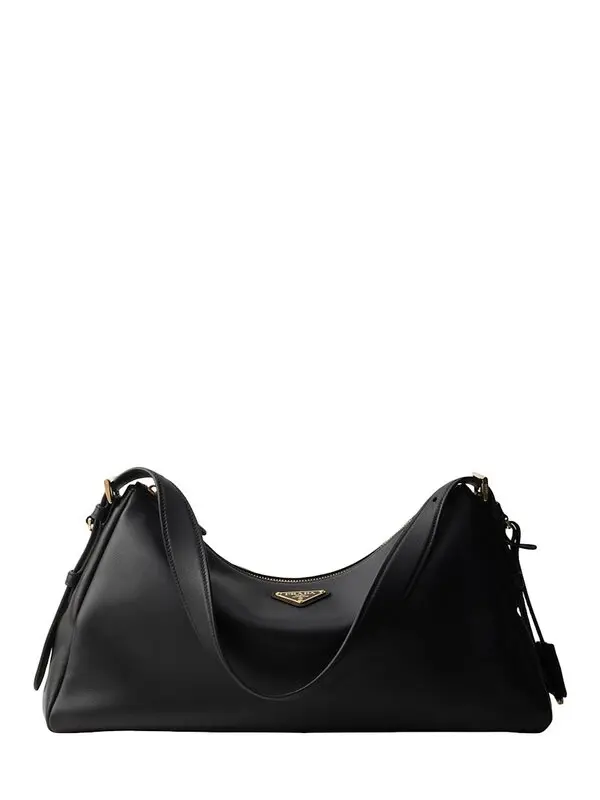 Prada Aimee Grain Leather Shoulder Bag - Nero
