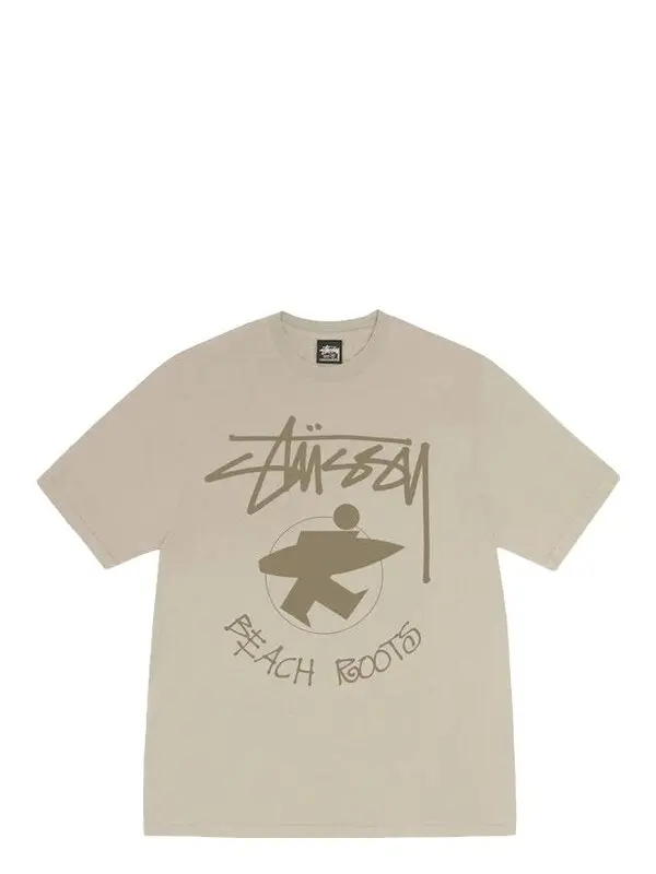 StÜssy Beach Roots Pigment Dyed Tee Shirt - Khaki