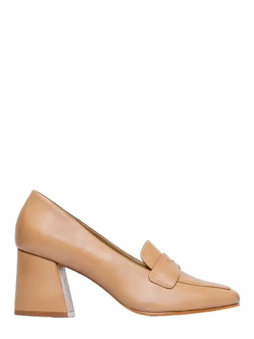 Bernardo Nessa Block Heel Loafer Pumps - Sand