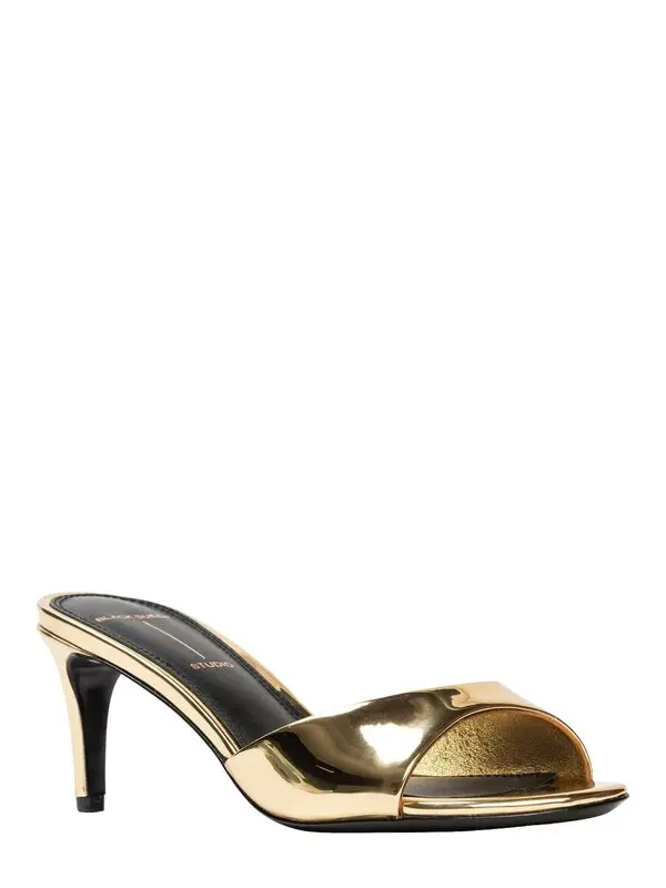 BLACK SUEDE STUDIO Freddie Slide Sandal - Gold Mirror Metallic