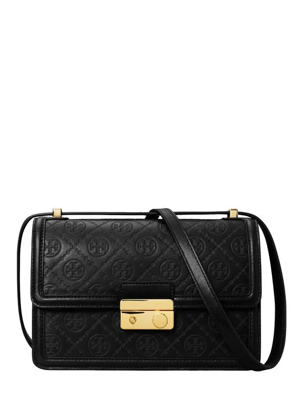 Tory Burch T Monogram Debossed Convertible Shoulder Bag - Black