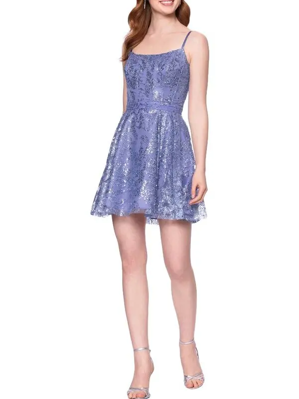 BLONDIE NITES Sequin Tulle Minidress - Periwinkle