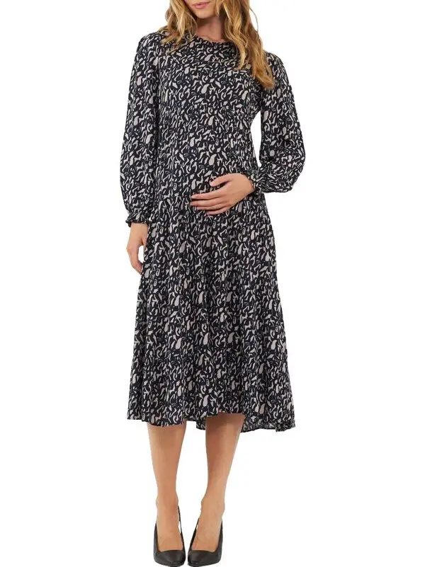 RIPE MATERNITY Izzie Tiered Dress - Midnight / Mocha