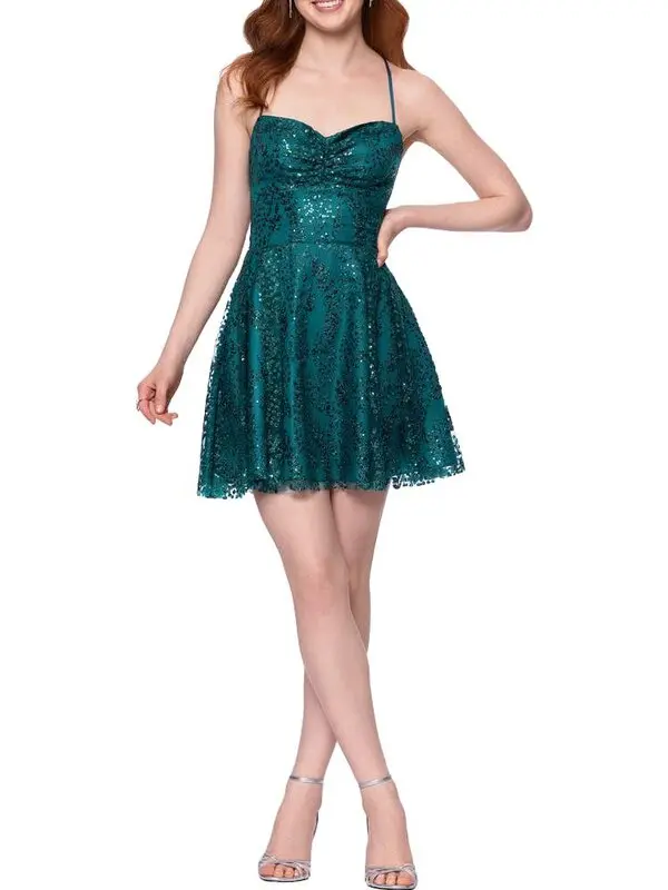 BLONDIE NITES Sequin Minidress - Teal