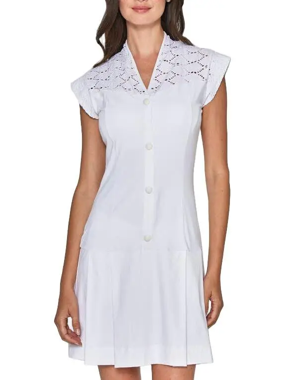L'ETOILE SPORT Cap Sleeve Lace Dress - White