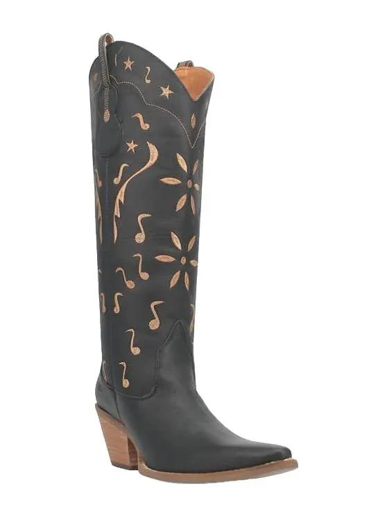 DINGO Rhymin Knee High Western Boots - Black