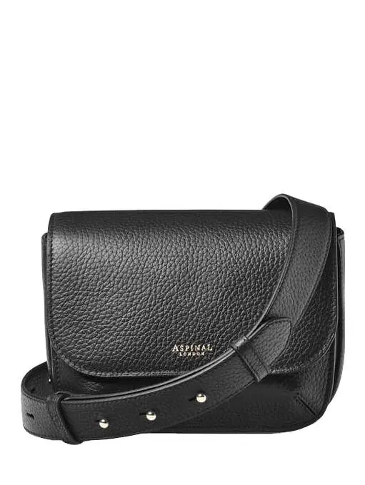 ASPINAL OF LONDON Ella Crossbody In Woven Leather - Black