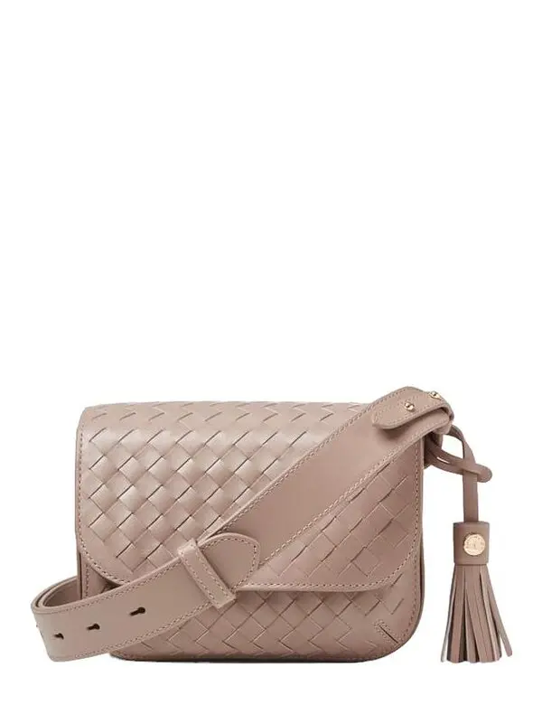 ASPINAL OF LONDON Ella Crossbody In Woven Leather - Neutral