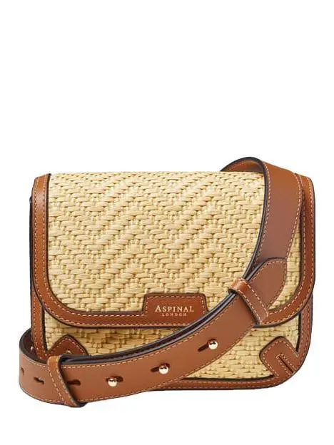ASPINAL OF LONDON Ella Crossbody In Woven Leather - Neutral/tan