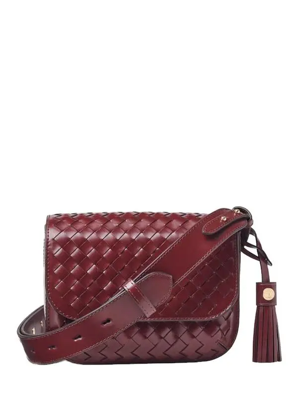 ASPINAL OF LONDON Ella Crossbody In Woven Leather - Red