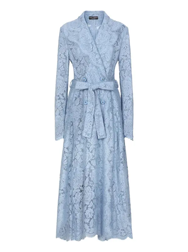 Dolce & Gabbana Dna Cordonetto-lace Trench Coat - Blue