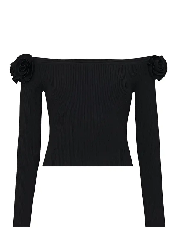 MILLY Kayla Off-the-shoulder Knit Top - Black