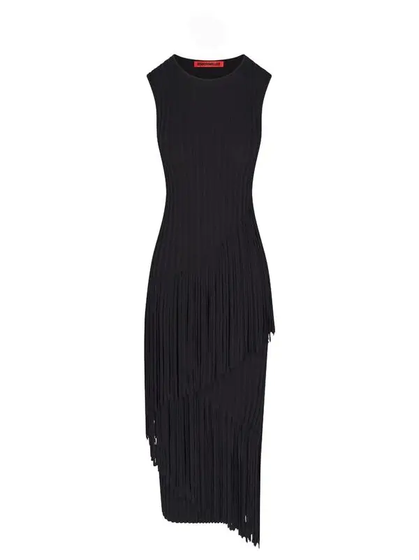 SIMONMILLER Spiral Knit Fringe Dress - Black