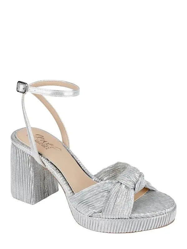 Badgley Mischka Tyler Ankle Strap Platform Sandal - Silver/fabric