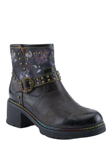 SPRING STEP SHOES Branchout Leather Bootie - Black Multi