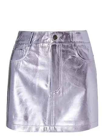 AMY LYNN Milena Faux-leather Mini Skirt - Ice Lilac