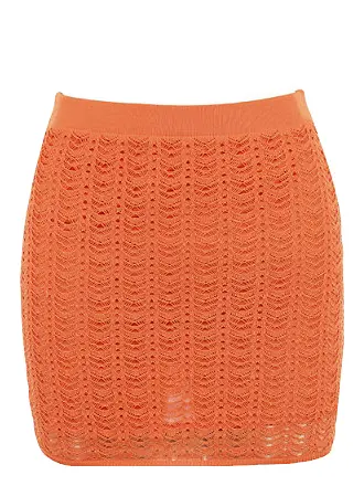 MISTRESS ROCKS Tiered Pointelle-knit Skirt - Tangerine Dainty
