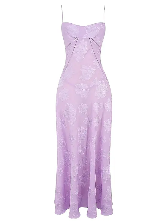 House Of Cb Seren Lace-up Maxi Dress - Orchid Floral