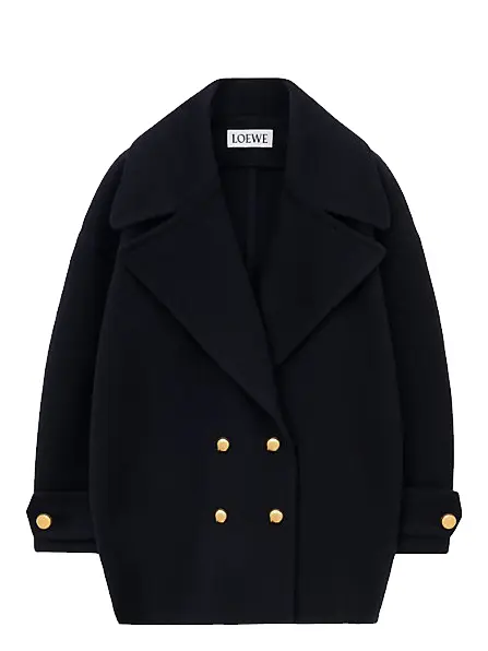 Loewe Pebble Button-embellished Wool Coat - Midnight Blue