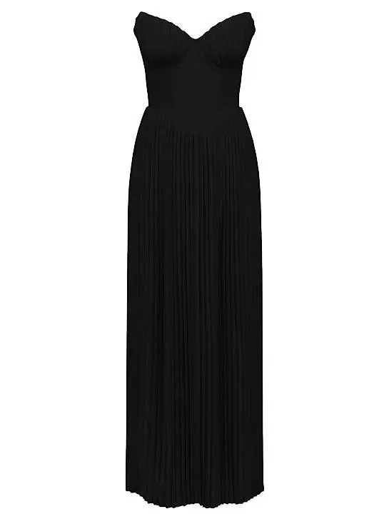 House Of Cb Marcella Pleated Woven Maxi Dress - Black